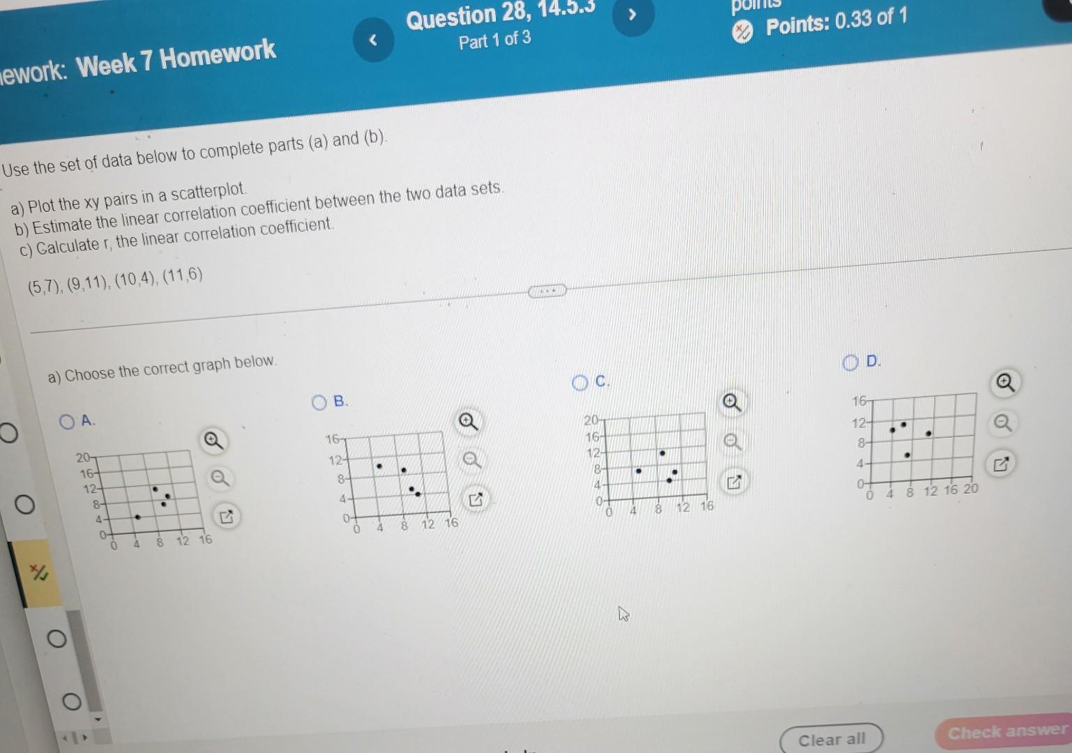 Solved Use the set of data below to complete parts (a) and | Chegg.com