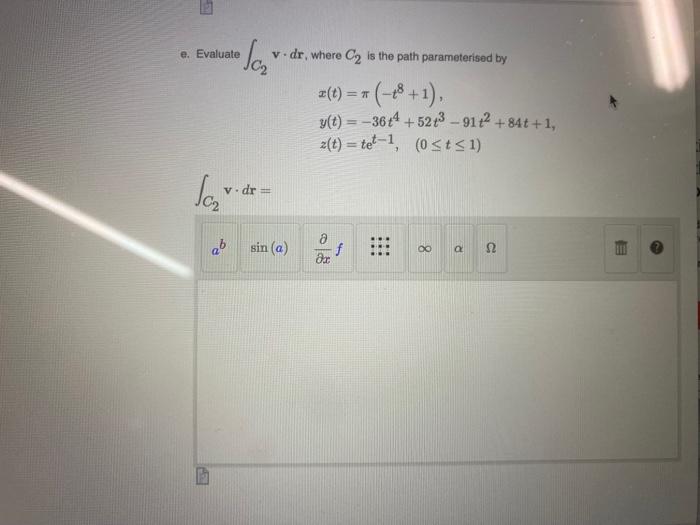 Solved e. Evaluate ∫C2v⋅dr, where C2 is the path | Chegg.com