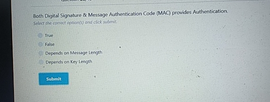 Solved Both Digital Signature & Message Authentication Code | Chegg.com