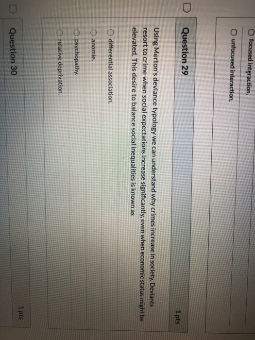Solved O focused interaction. unfocused interaction. | Chegg.com