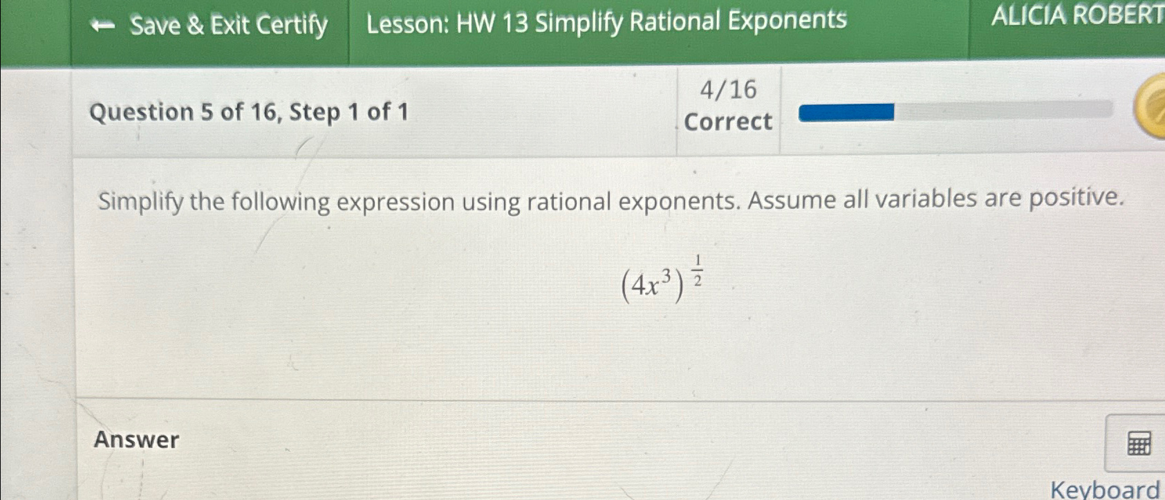 Solved larr Save & Exit CertifyLesson: HW 13 ﻿Simplify | Chegg.com