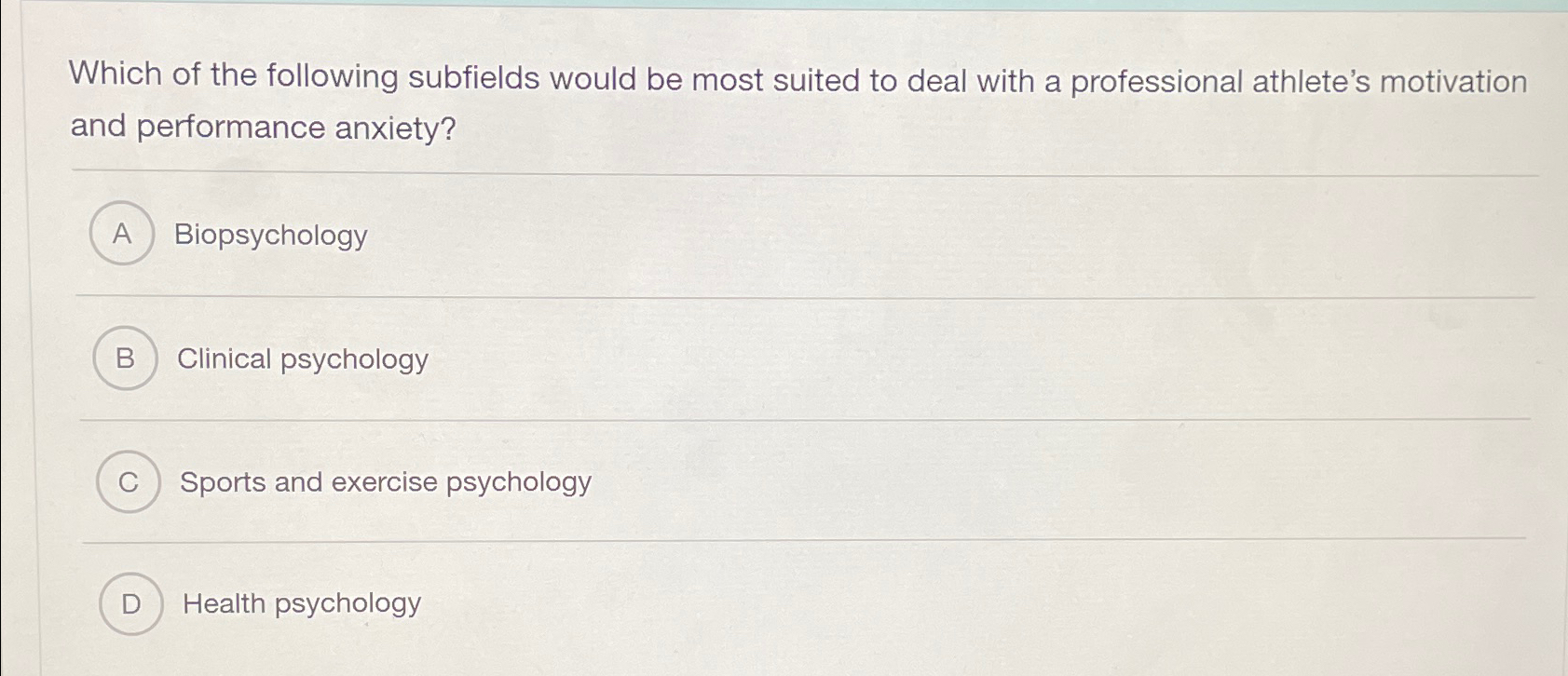 Solved Which of the following subfields would be most suited | Chegg.com