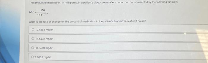 Solved The amount of medication, in milligrams, in a | Chegg.com