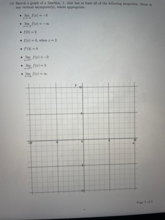 Solved (4) Sketch a graph of a function, f, that has at | Chegg.com