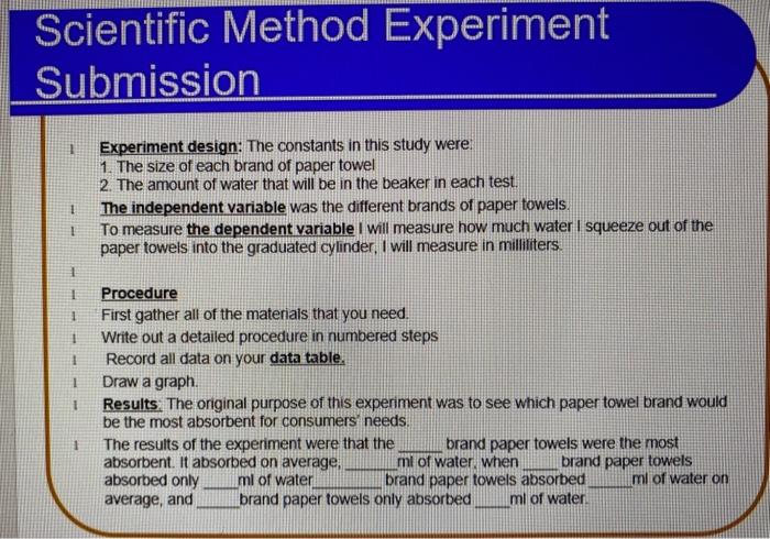 Solved 1 The original purpose of this experiment was to see | Chegg.com