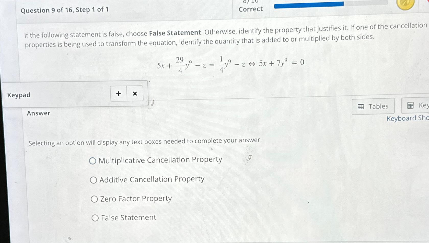 Solved Question 9 ﻿of 16 , ﻿Step 1 ﻿of 1CorrectIf the | Chegg.com