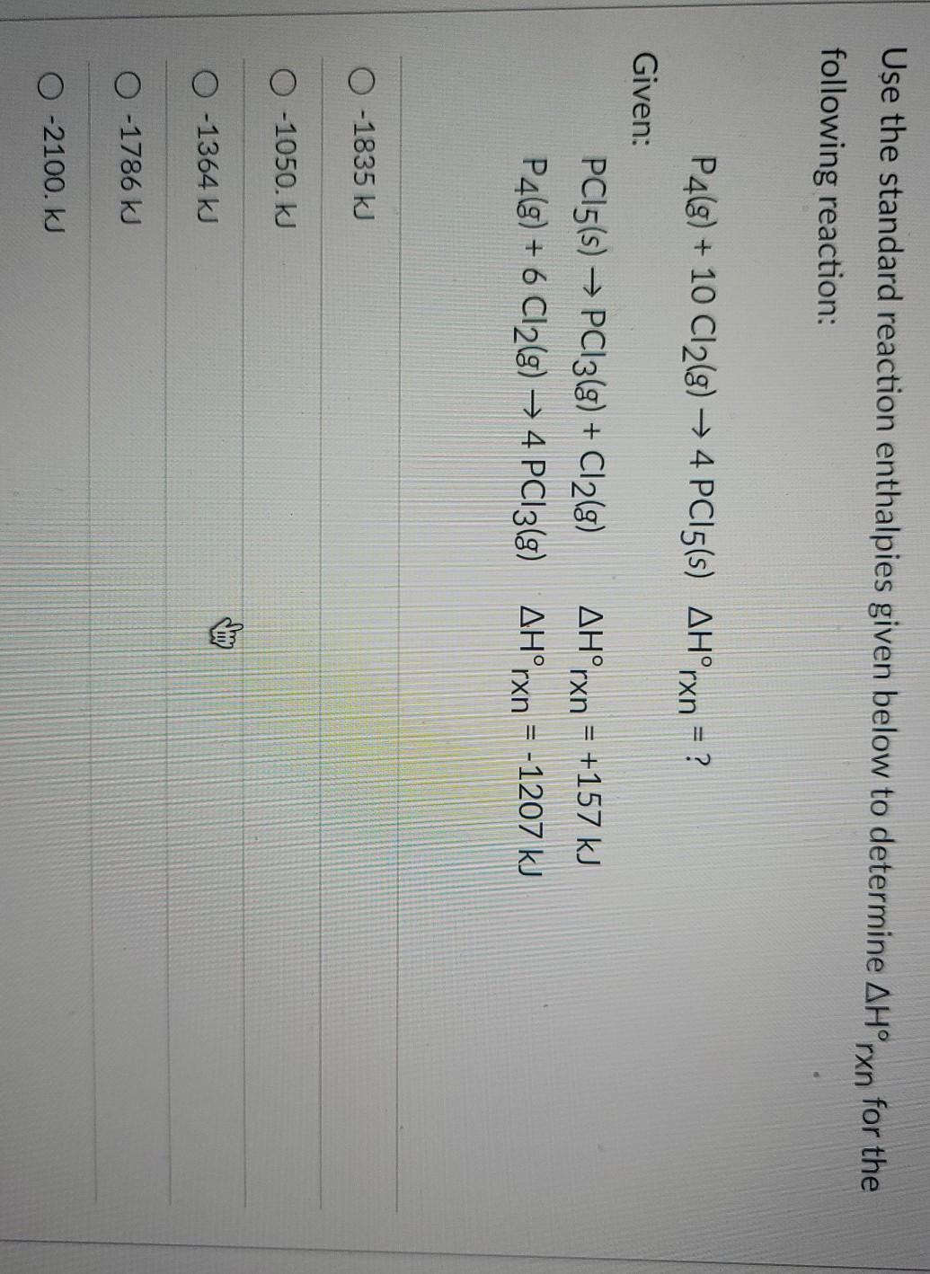 Solved Use the standard reaction enthalpies given below to | Chegg.com