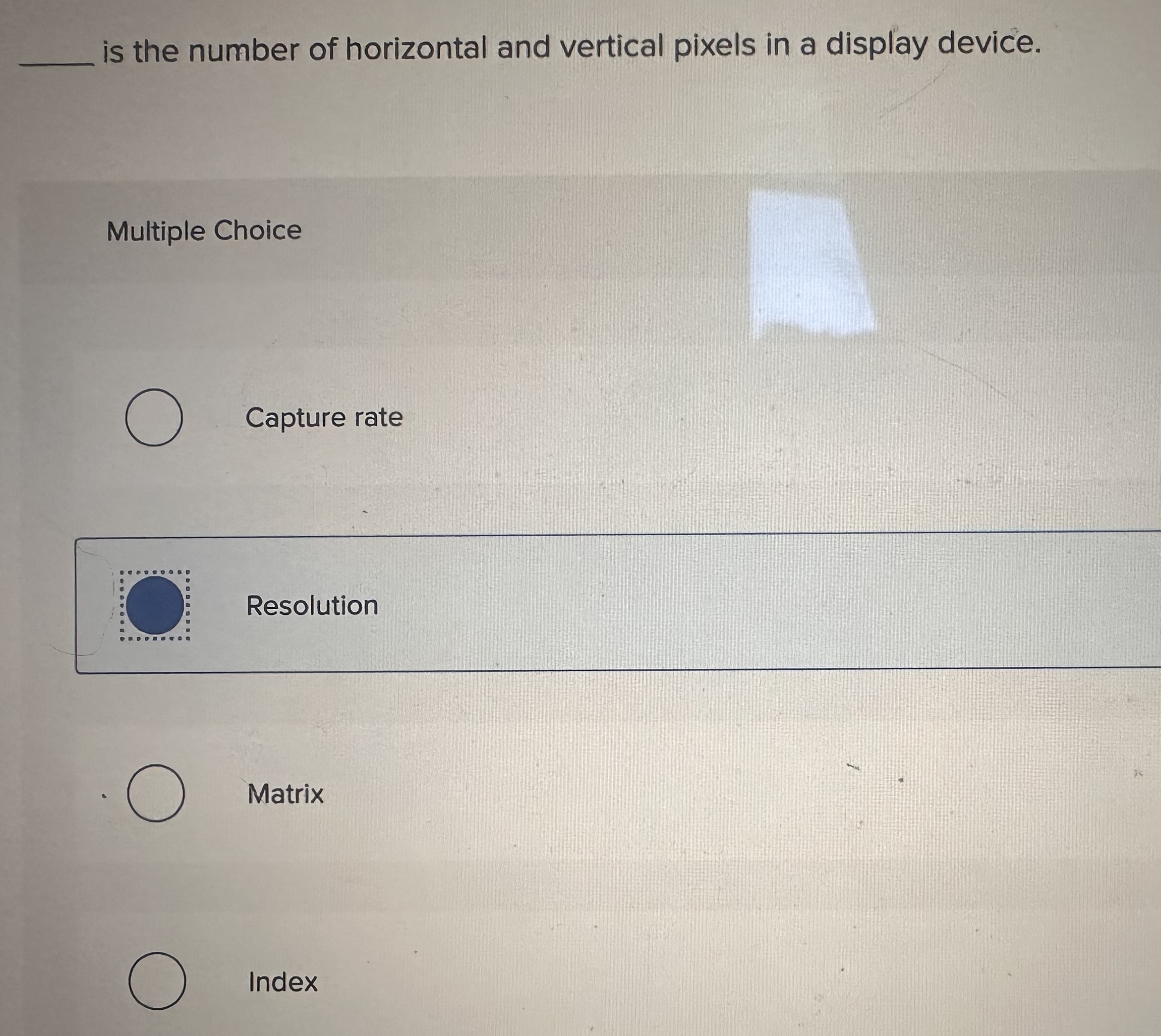 Solved is the number of horizontal and vertical pixels in a | Chegg.com
