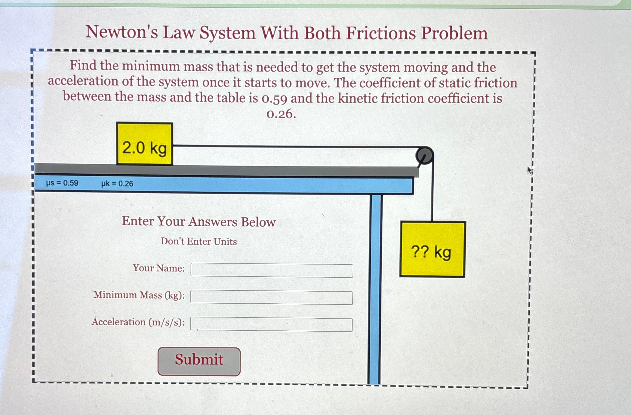 Solved Newton's Law System With Both Frictions ProblemFind | Chegg.com Solved Newton's Law System With Both Frictions ProblemFind | Chegg.com