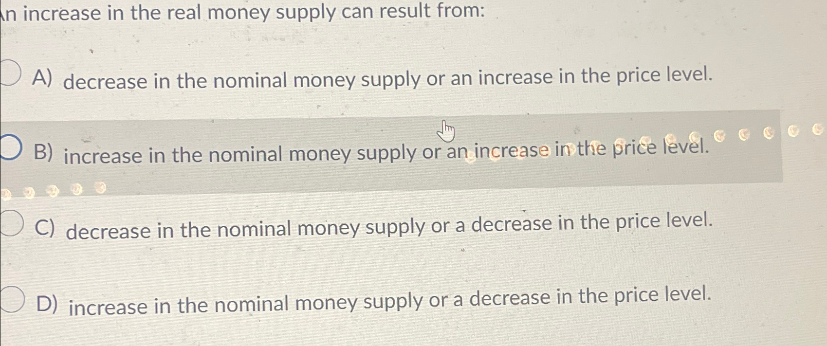 Solved n increase in the real money supply can result | Chegg.com