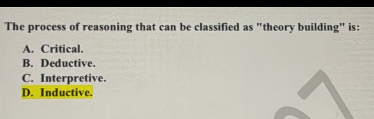 The process of reasoning that can be classified as | Chegg.com