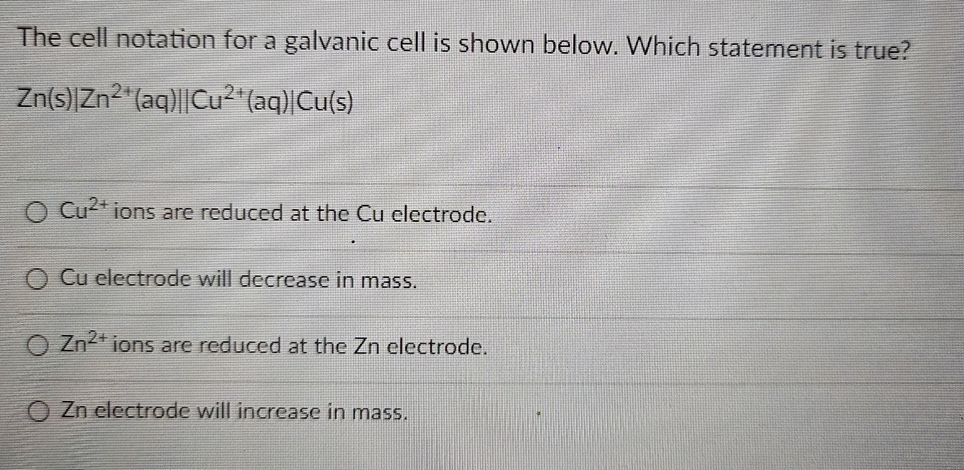 Solved The cell notation for a galvanic cell is shown below. | Chegg.com