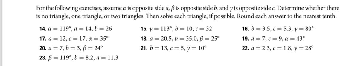 Solved For the following exercises, assume α ﻿is opposite | Chegg.com