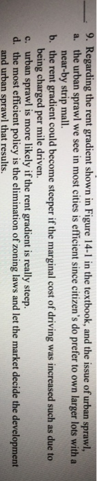 9. Regarding the rent gradient shown in Figure 14-1 | Chegg.com