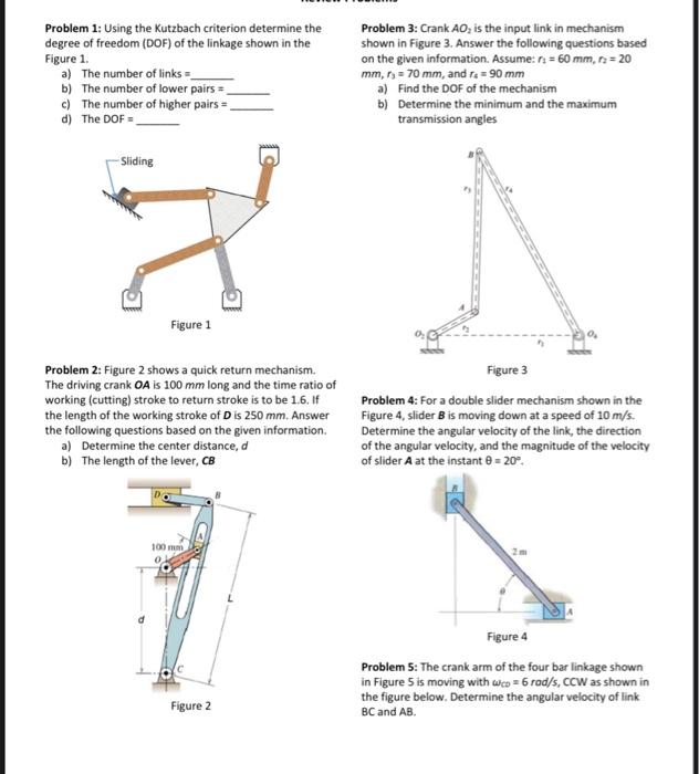 Solved Problem 1: Using the Kutzbach criterion determine the | Chegg.com