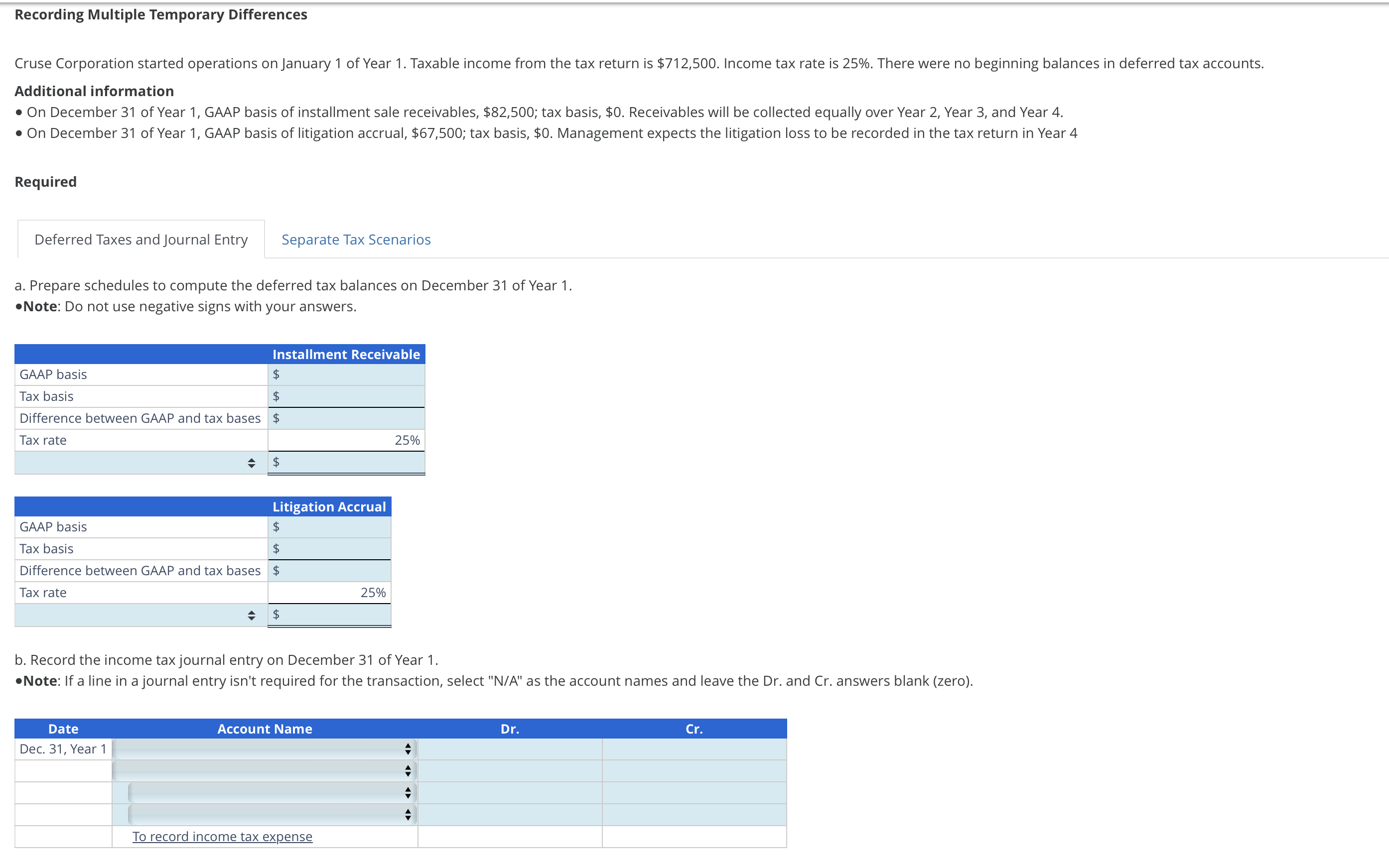 Solved Recording Multiple Temporary DifferencesAdditional | Chegg.com