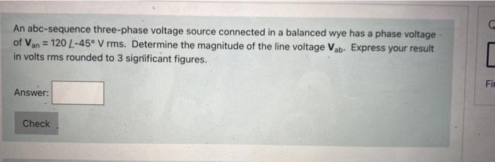 Solved An abc-sequence three-phase voltage source connected | Chegg.com