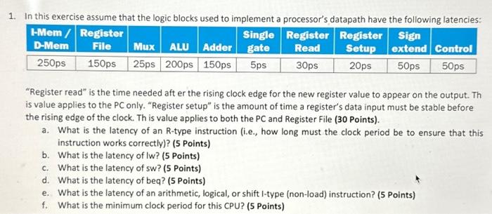 Solved "Register read" is the time needed aft er the rising | Chegg.com
