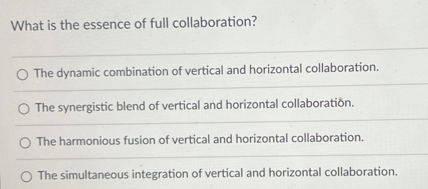 Solved What is the essence of full collaboration?The dynamic | Chegg.com