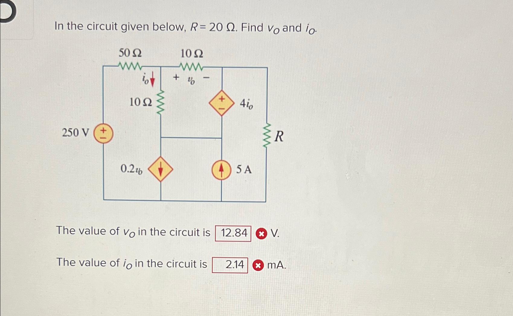 Solved In the circuit given below, R=20Ω. ﻿Find vO ﻿and | Chegg.com