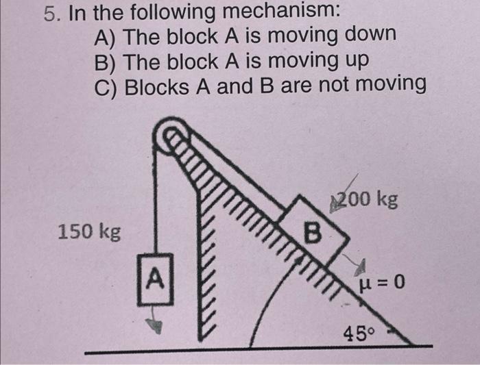 Solved 5. In the following mechanism: A) The block A is | Chegg.com