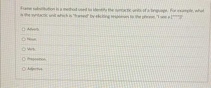 Solved Frame substitution is a method used to identify the | Chegg.com
