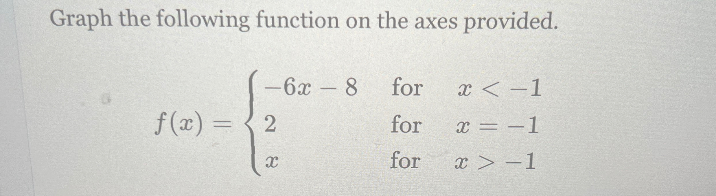 Solved Graph the following function on the axes | Chegg.com