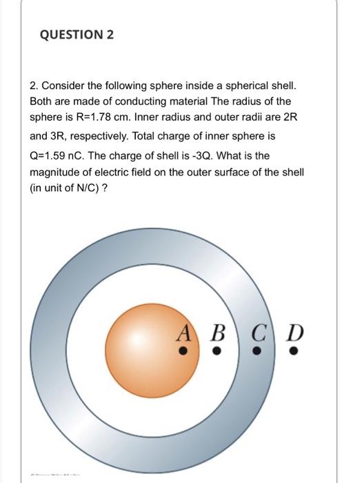 Solved 2. Consider the following sphere inside a spherical | Chegg.com