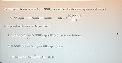 Solved The decomposition of nitramide, O2NNH2, ﻿in water has | Chegg.com