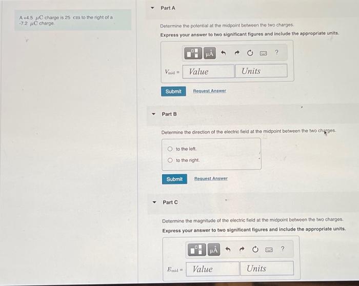 Solved A +45 μC chargo is 25 cm to the right of a −72μC | Chegg.com