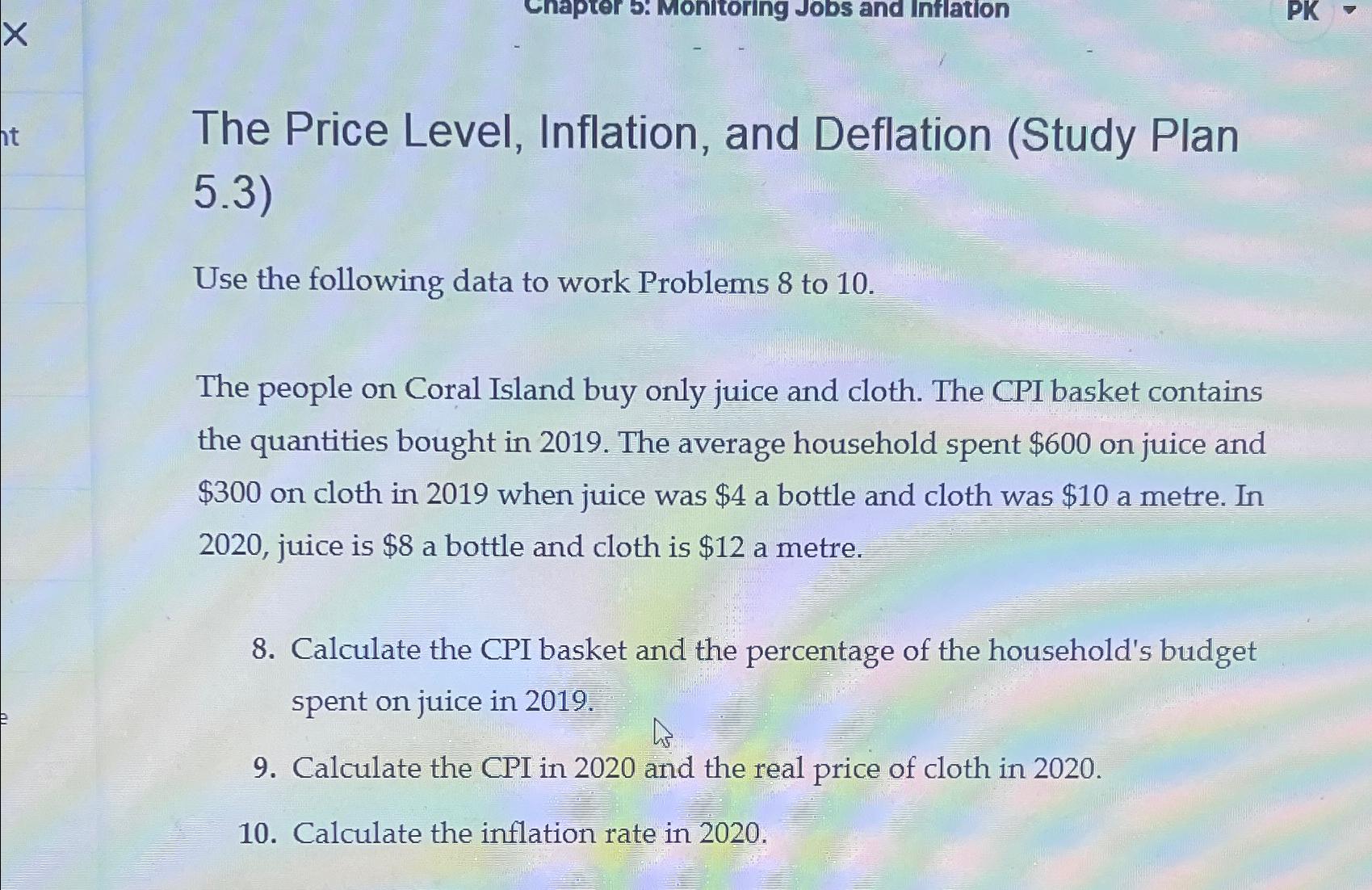 Solved The Price Level, Inflation, and Deflation (Study Plan | Chegg.com