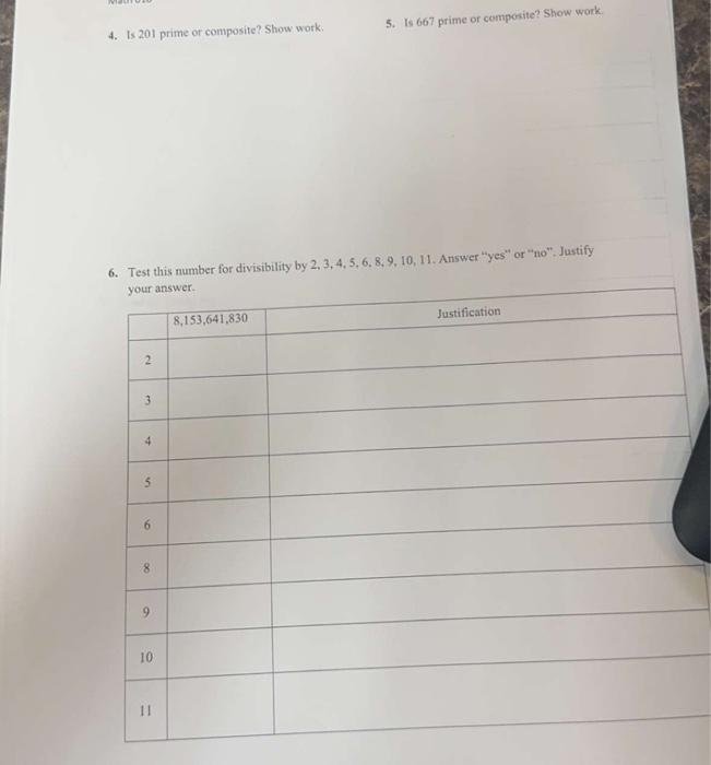 Solved 4. Is 201 prime of composite? Show work. 5. Is 667 | Chegg.com