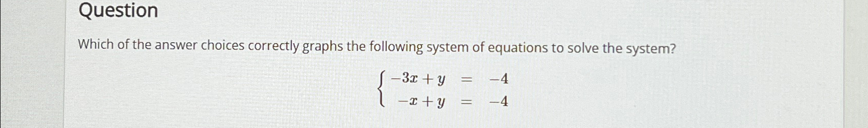 Solved QuestionWhich of the answer choices correctly graphs | Chegg.com