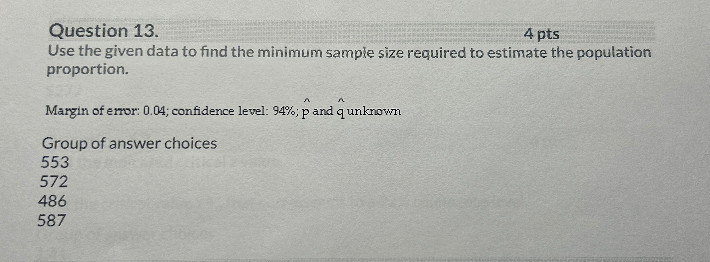 Solved Question 13. 4 ﻿ptsUse the given data to find the | Chegg.com