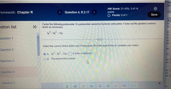 Solved Factor the following polynomial. If a polynomial | Chegg.com