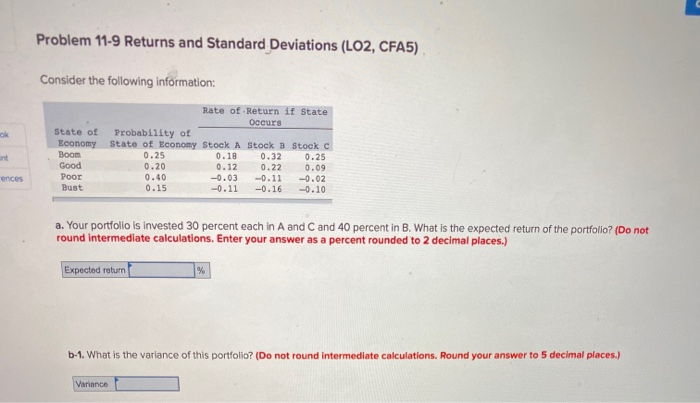 Solved Problem 11-9 Returns and Standard Deviations (LO2, | Chegg.com