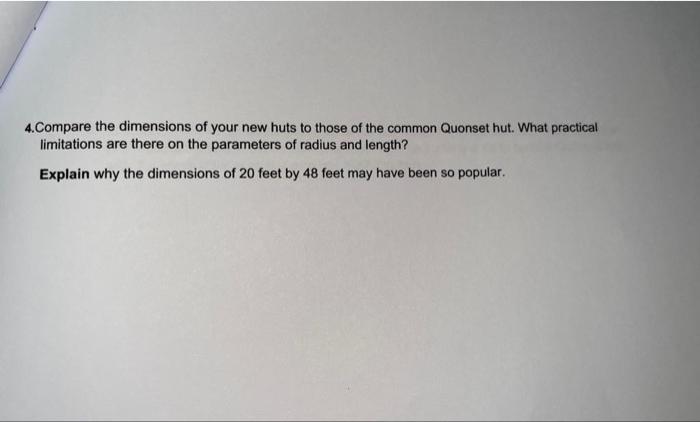Solved 4.Compare the dimensions of your new huts to those of | Chegg.com