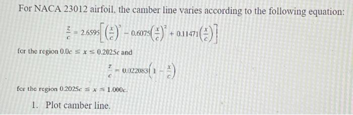 Solved For NACA 23012 airfoil, the camber line varies | Chegg.com