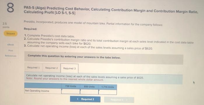 Solved PA5-5 (Algo) Predicting Cost Behavior, Calculating | Chegg.com