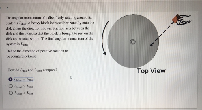 Solved The angular momentum of a disk freely rotating around | Chegg.com