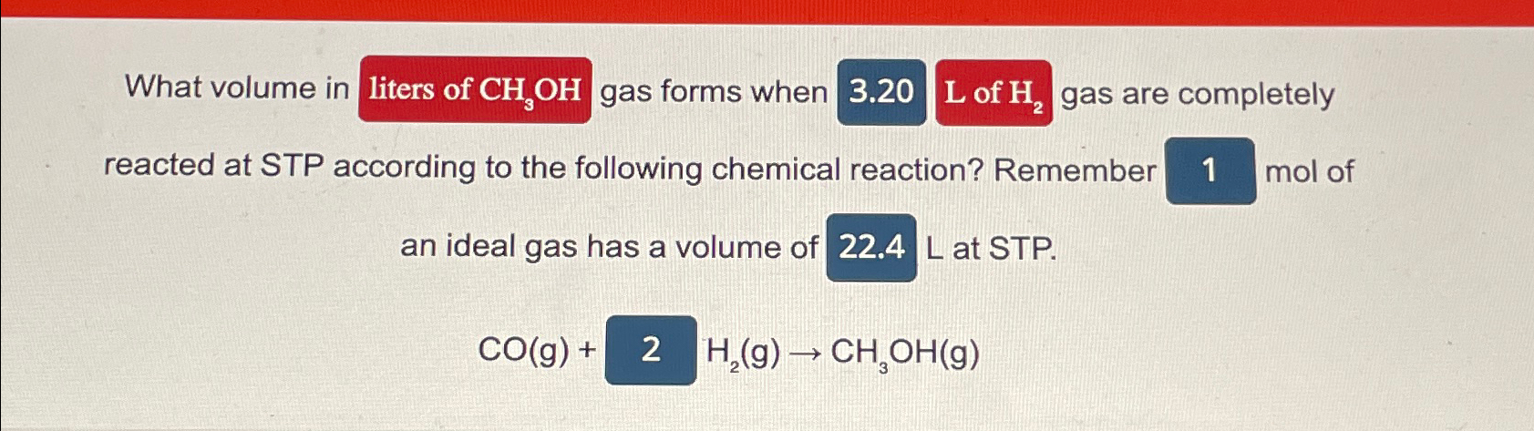 Solved What volume in ﻿gas forms when3.20 ﻿L of H2 ﻿gas | Chegg.com