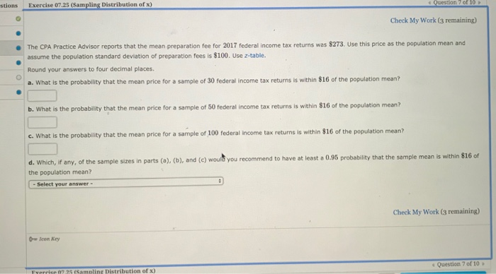 Solved stions Exercise 07.25 (Sampling Distribution of x) | Chegg.com