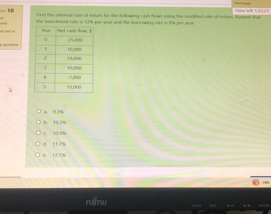 Search page10Time left 1:35:21Find the external rate | Chegg.com
