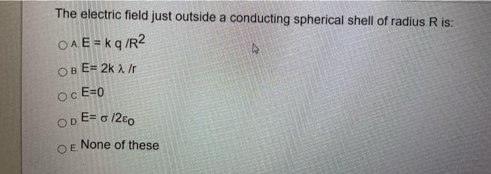 Solved The electric field just outside a conducting | Chegg.com