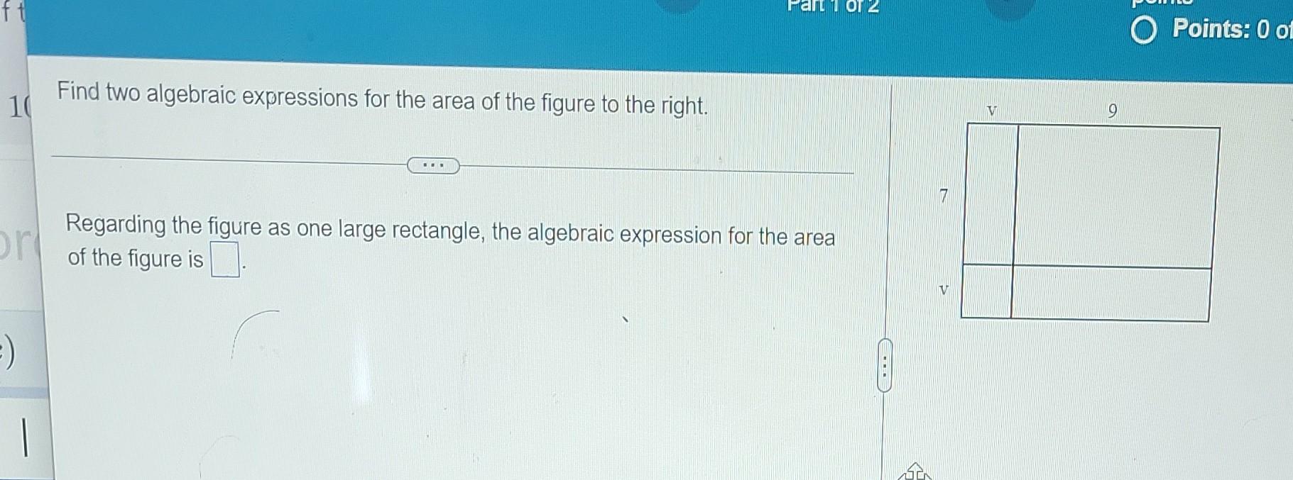 Solved Find two algebraic expressions for the area of the | Chegg.com
