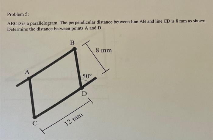 Solved Problem 5: ABCD is a parallelogram. The perpendicular | Chegg.com
