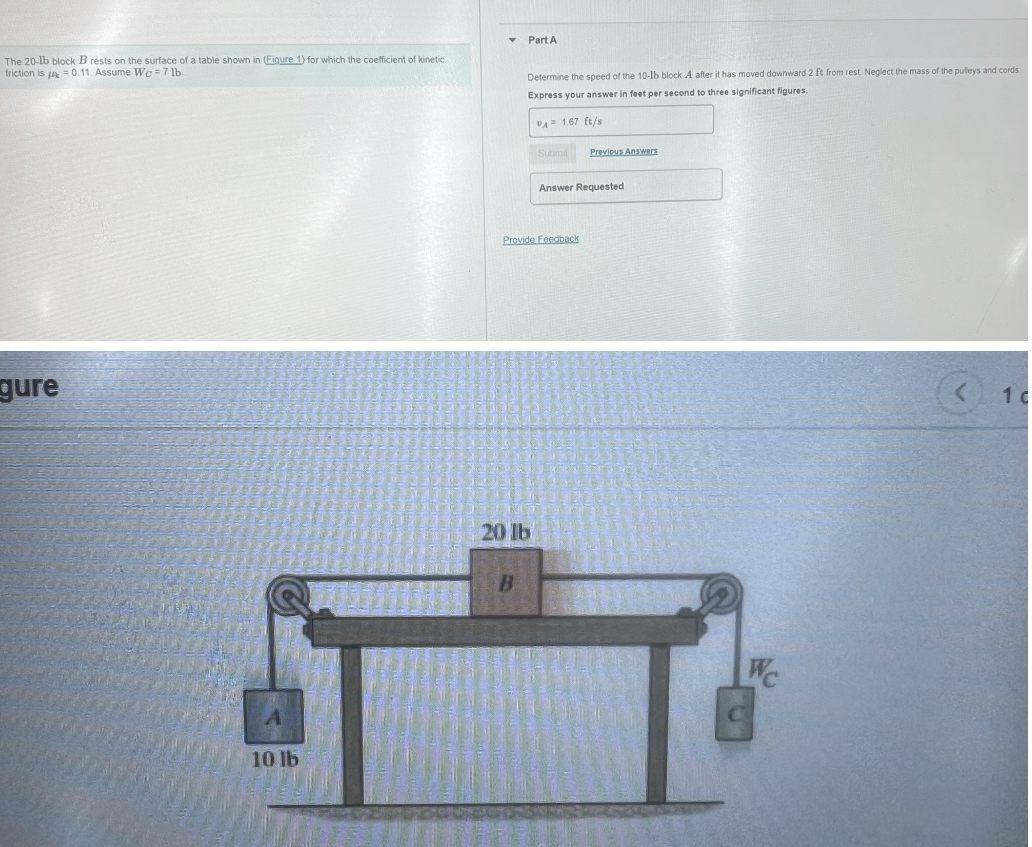 Solved The 20 -lb block B ﻿rests on the surface of a table | Chegg.com