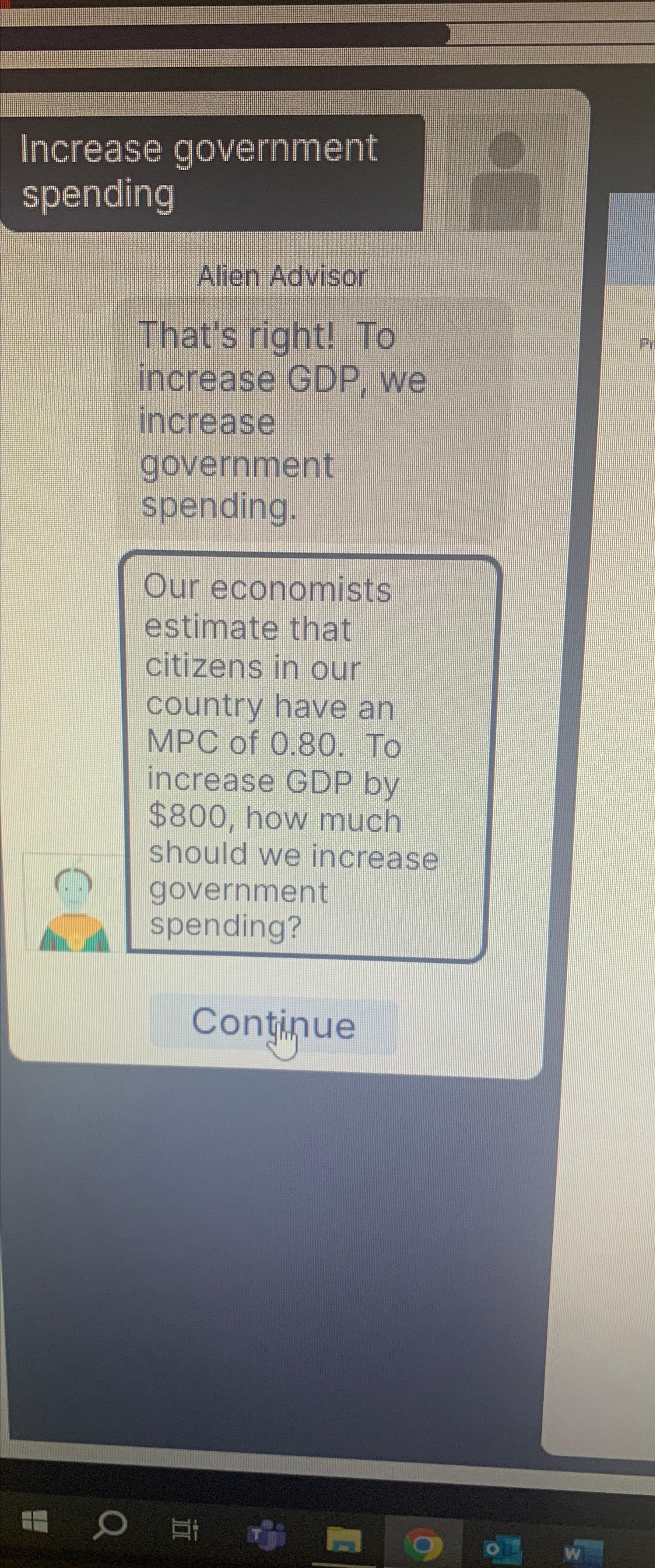 Increase government spendingAlien AdvisorThat's | Chegg.com