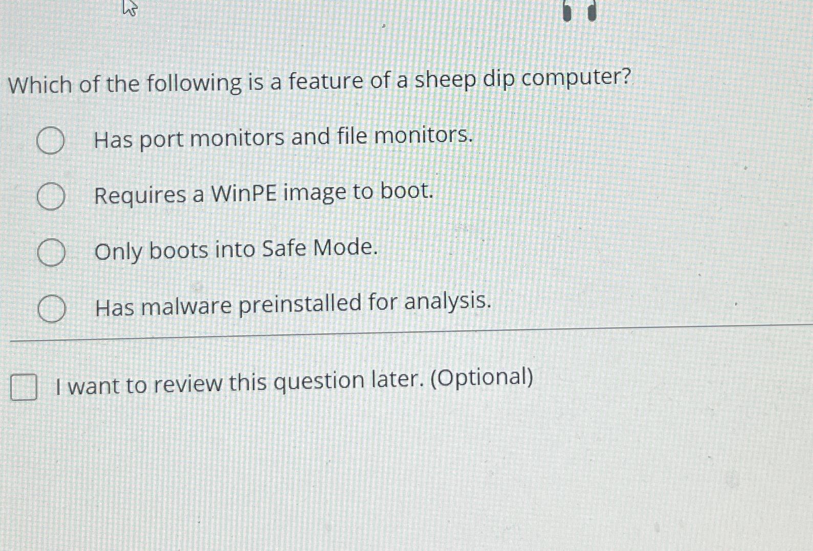 Solved Which of the following is a feature of a sheep dip | Chegg.com