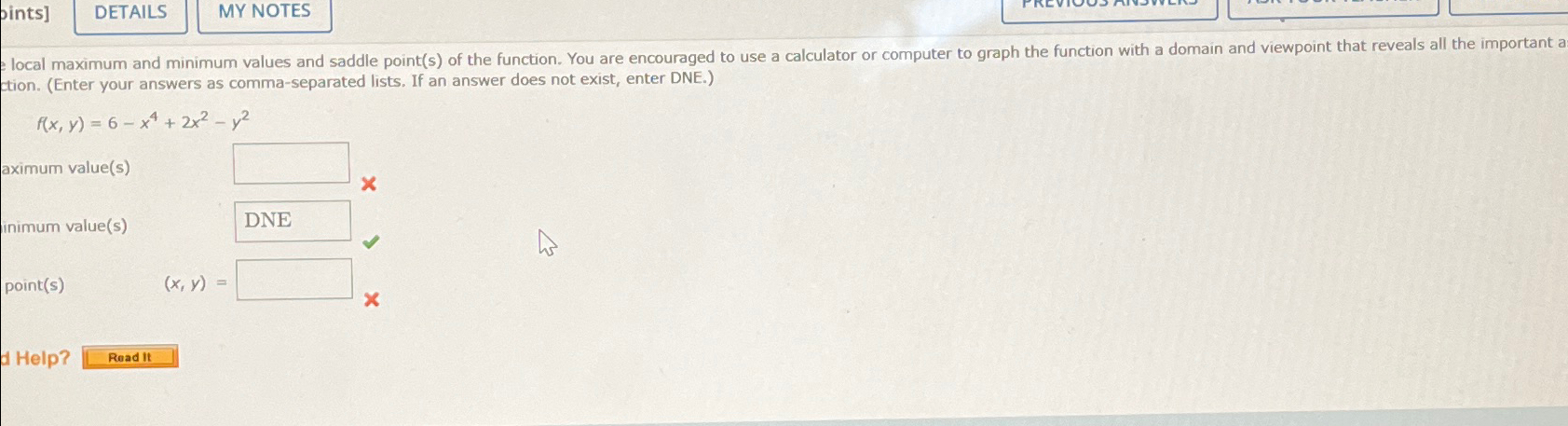 Solved tion. (Enter your answers as comma-separated lists. | Chegg.com